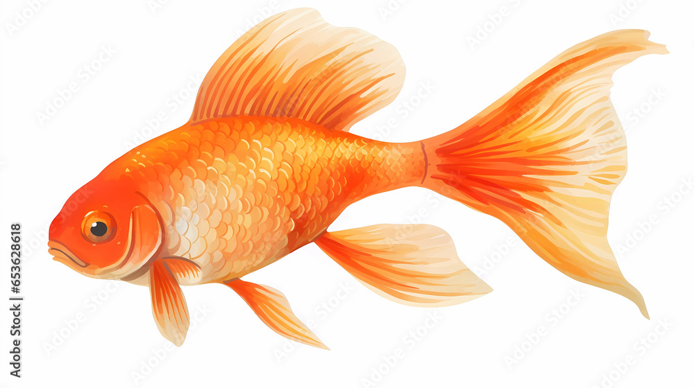 Hand drawn cartoon goldfish illustration Stock Illustration | Adobe Stock