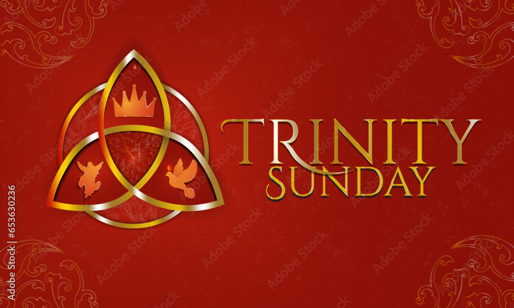Gold Trinity Sunday symbol poster banner. Observed on the first Sunday ...