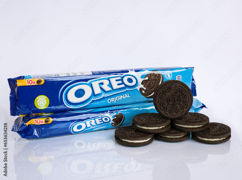 OREO Original Chocolate sandwich cookie isolated on white background ...