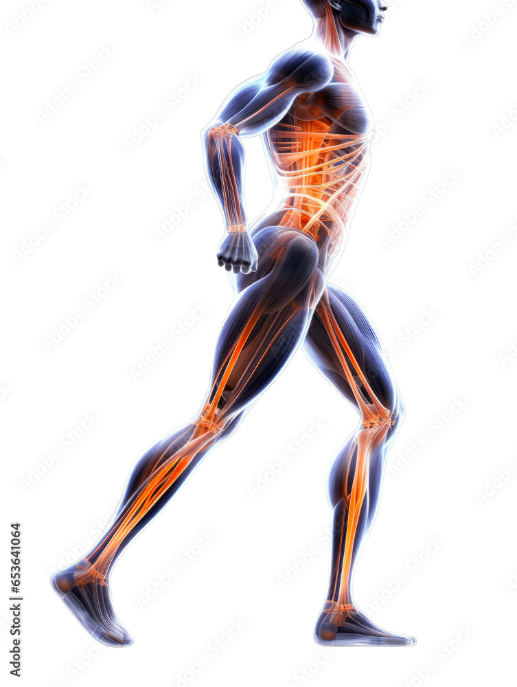 Illustration of anatomy of Running man muscles system. Body model ...