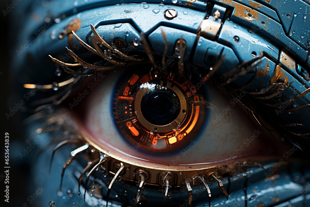 Futuristic robotic human cyber electronic scanning eye digital vision ...