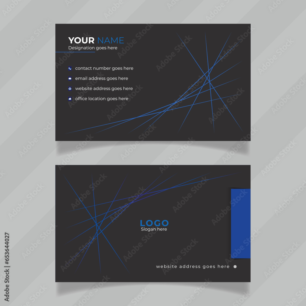 Abstract design template for personal identity card. blue Black color ...