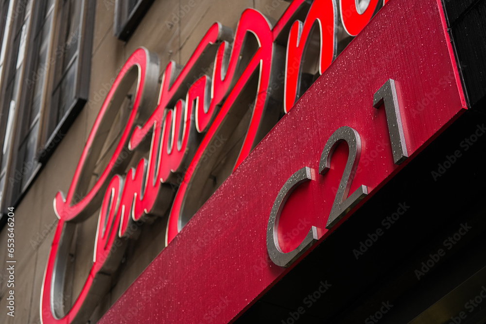 New York, USA - 1 September 2023: The logo sign of Century21 C21 ...