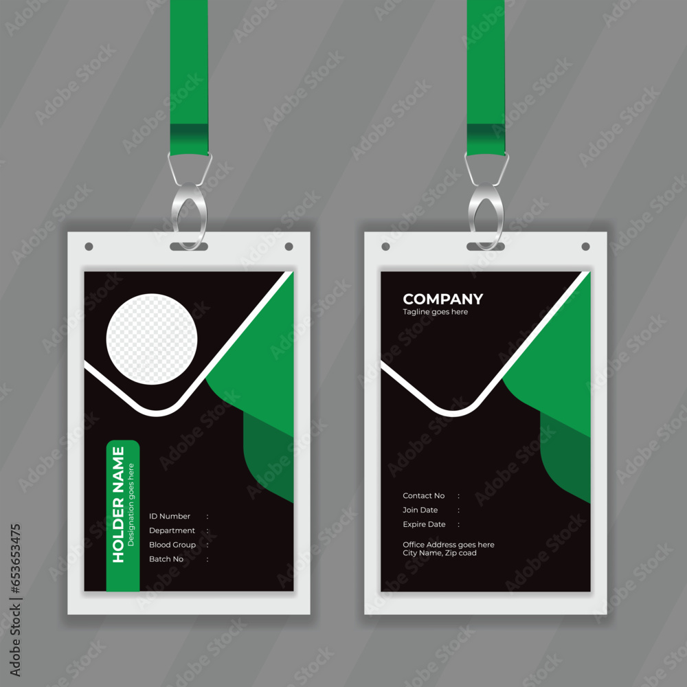 Simple and vector design layout for identity card design. Green and ...