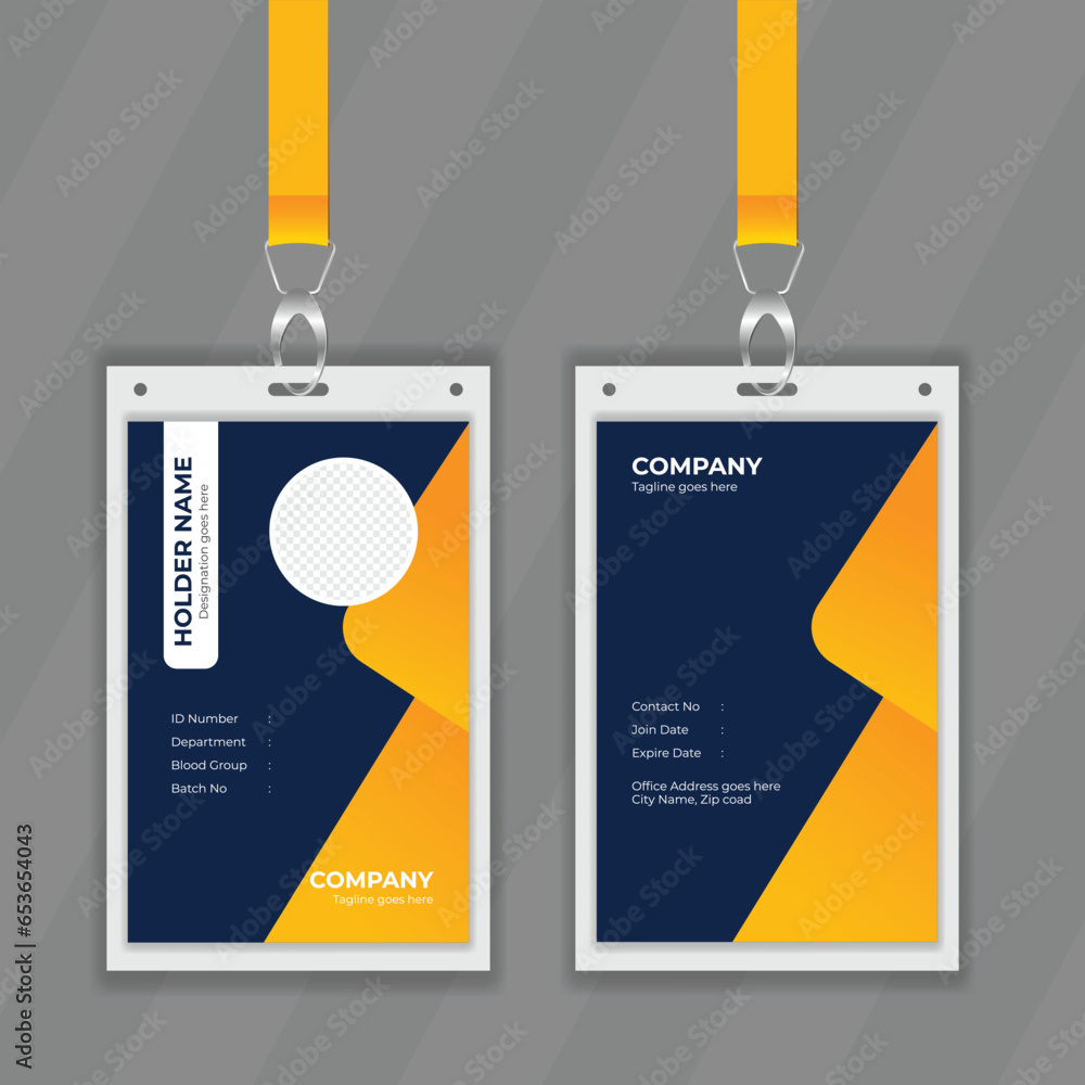 Double sided vector design layout for student information card. Stylish ...