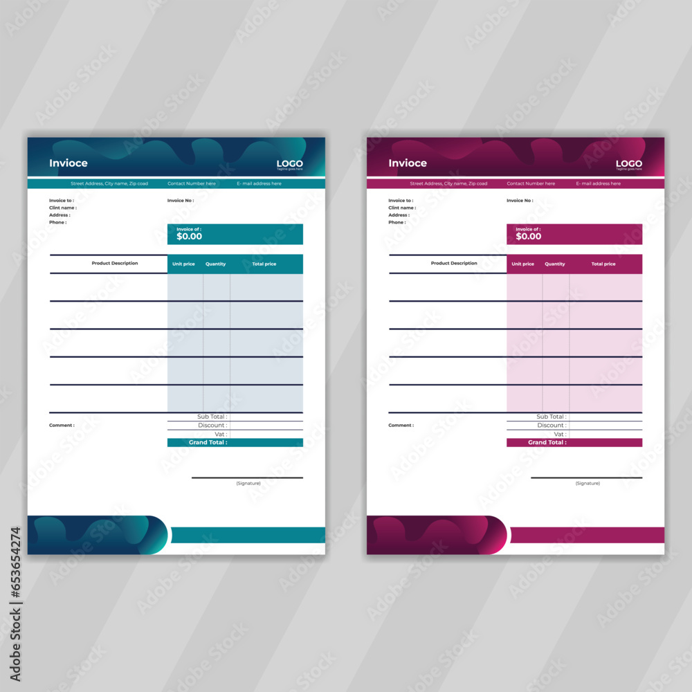 Abstract design idea for invoice also editable and easy to print ...