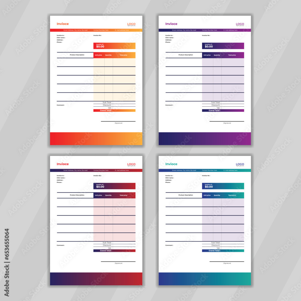 Simple and elegant finance document design presentation. Invoice design ...