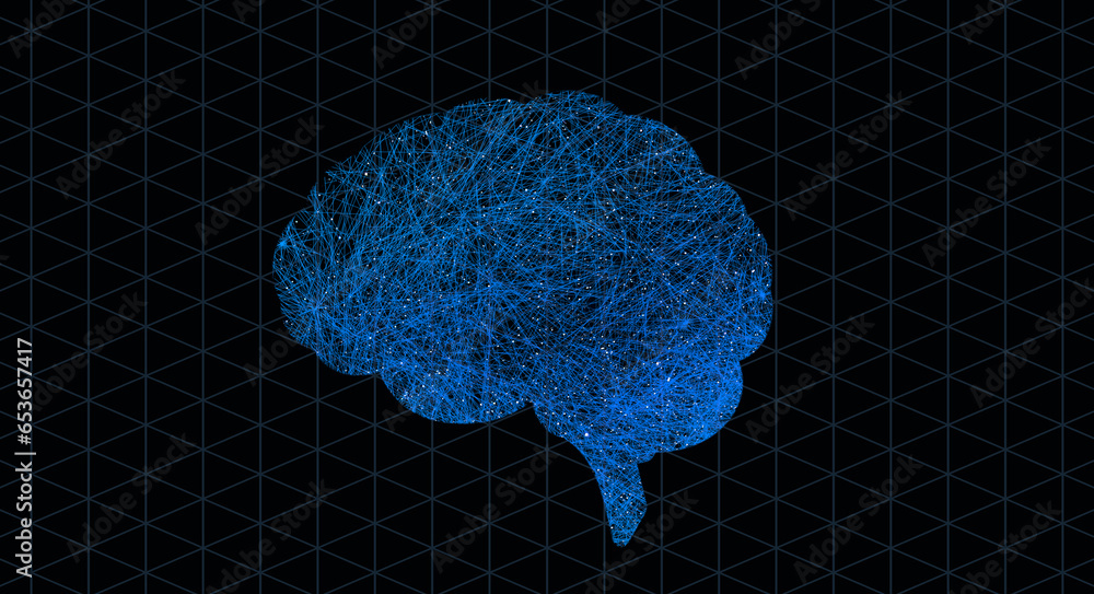 Brain graphic, neuro pattern and digital illustration with science ...