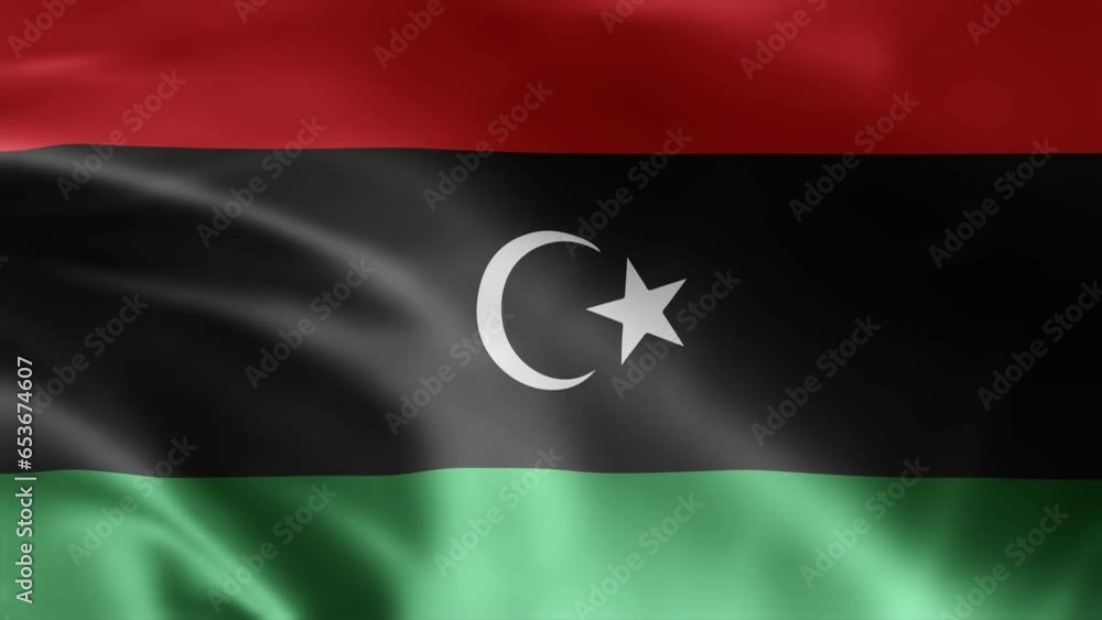 Libya flag is waving 3D animation. Libya flag waving in the wind ...