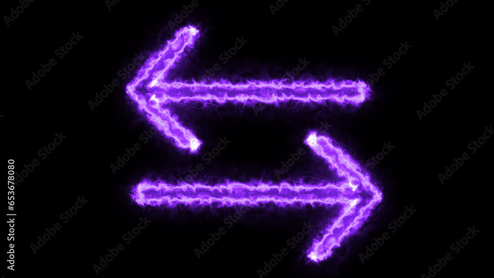 Double arrows with neon lines point in both directions . two left and ...