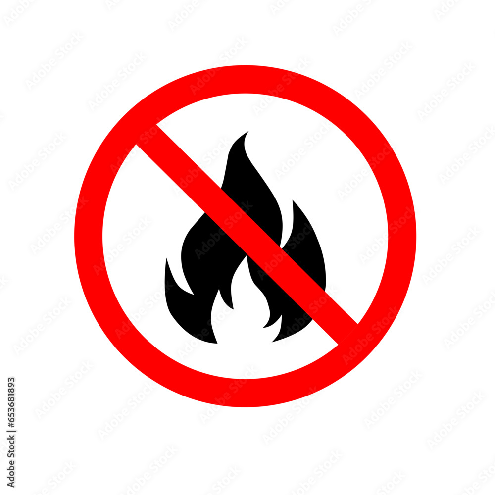 fire prohibited sign on white background Stock Vector | Adobe Stock