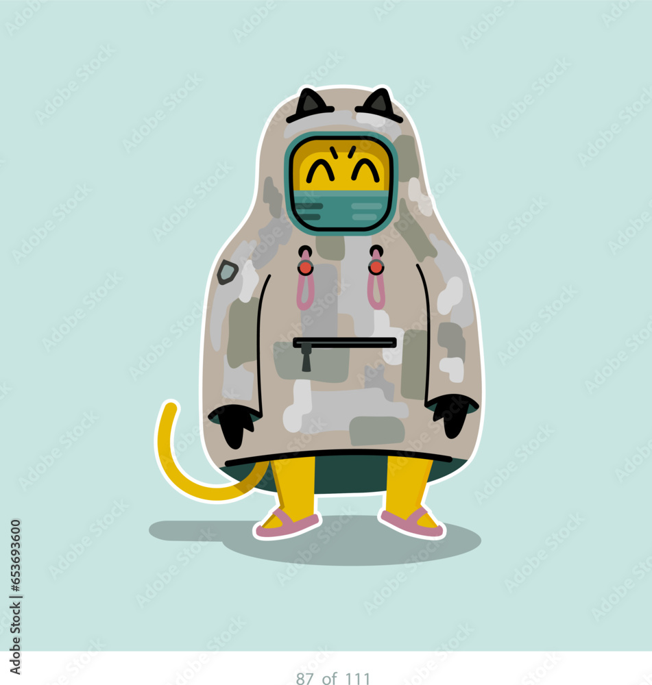 Cartoon stylized cat character. Set of 111 units. Number 87. 2d ...