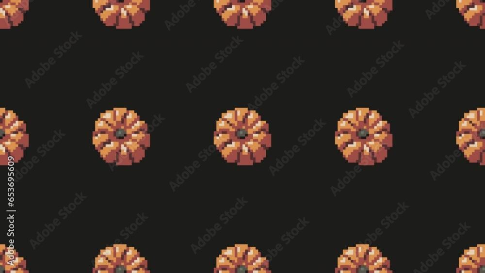 Pixel art pumpkin illustration loop animation. Animated seamless ...