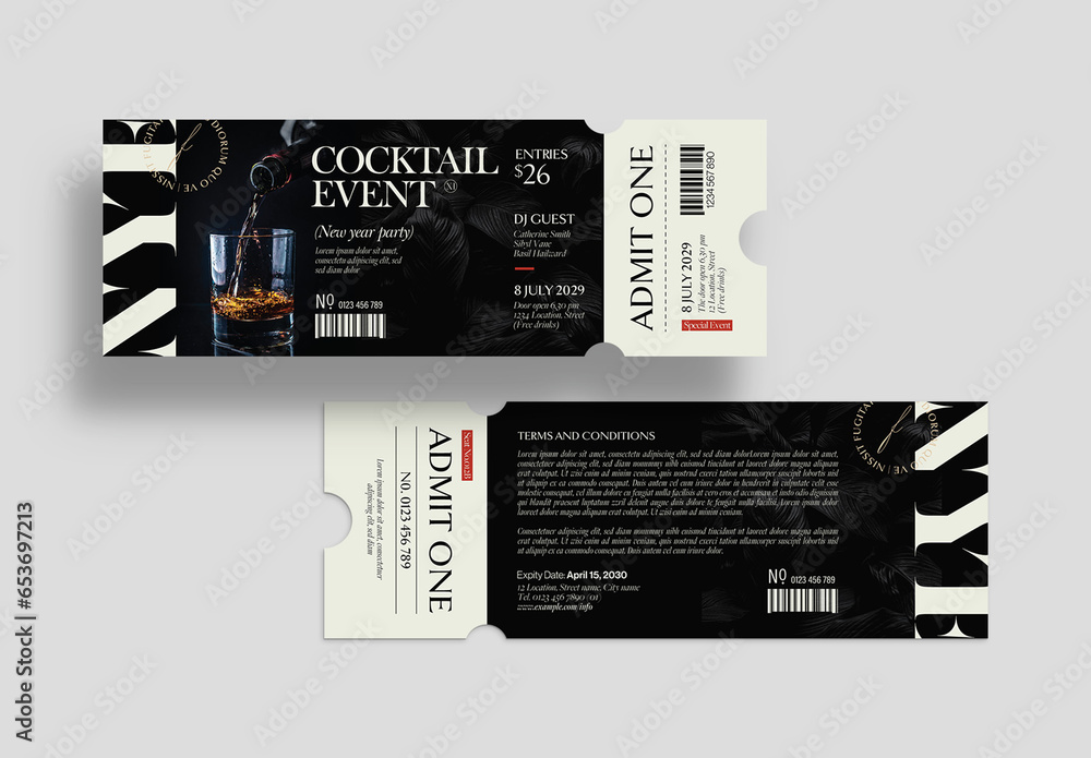 Modern Event Ticket Layout Stock Template | Adobe Stock