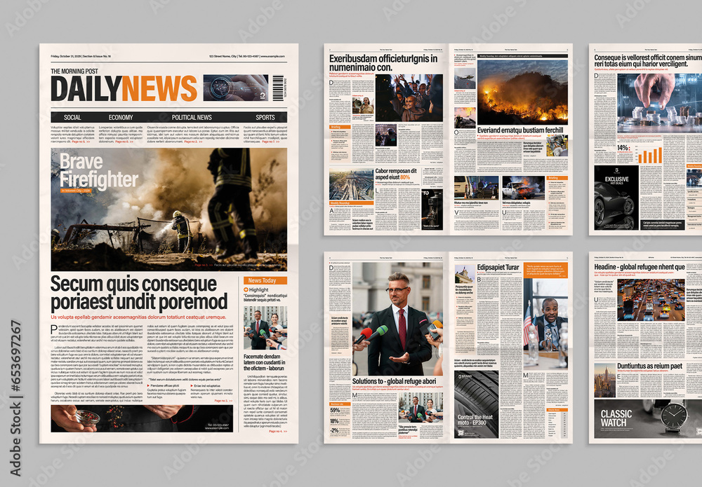 Tabloid Newspaper Layout Stock Template | Adobe Stock