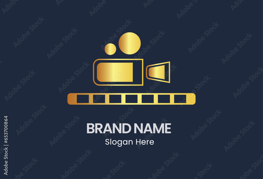 an abstract cinema logo design presented as a vector template. The logo ...
