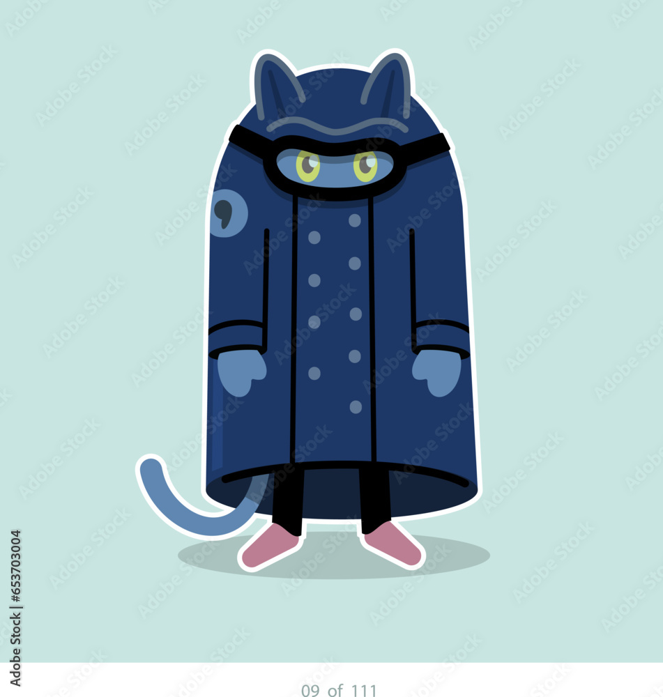Cartoon stylized cat character. Set of 111 units. Number 09. 2d ...