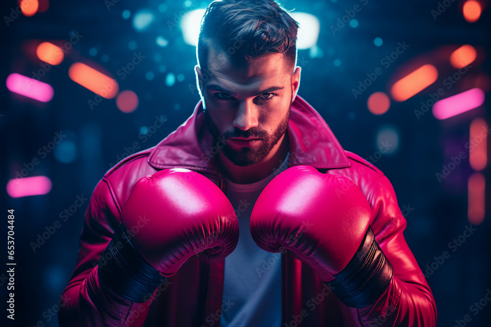 Generative AI photo picture of strong confident professional male boxer ...