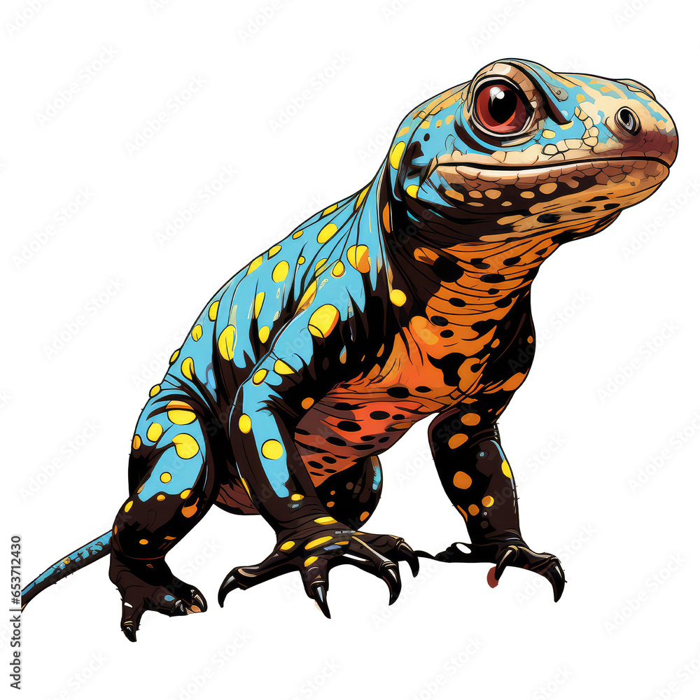 cute gila monster full body illustration isolated on transparent ...