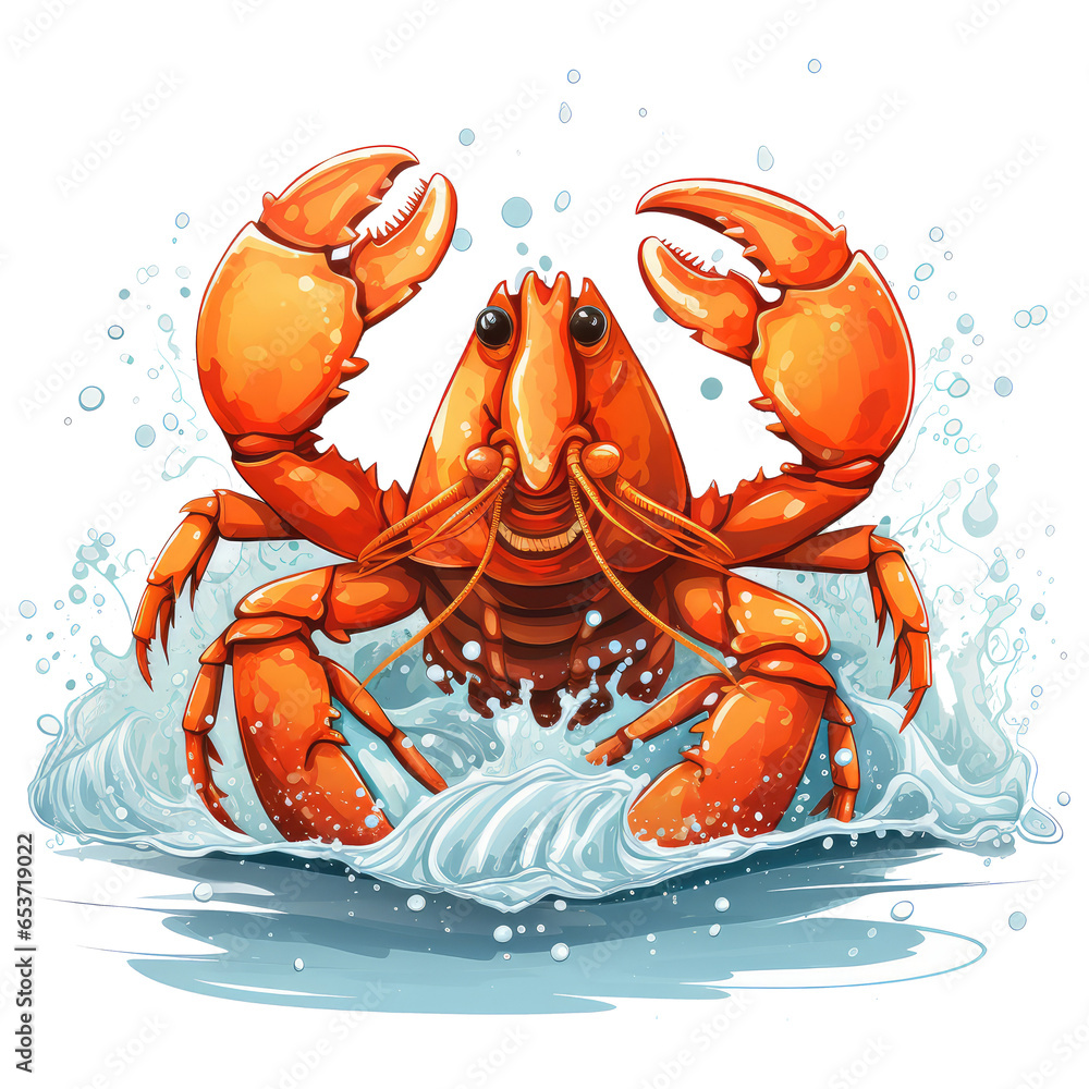 cute lobster full body illustration isolated on transparent background ...