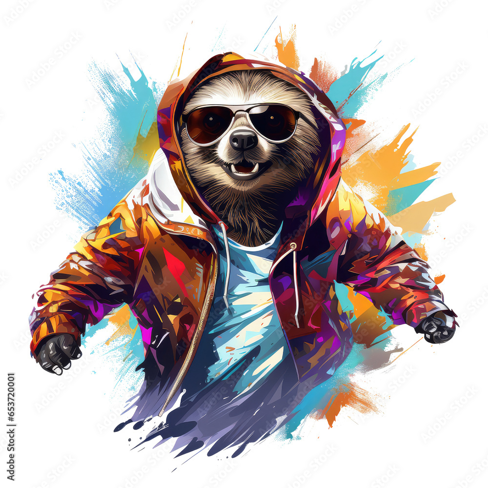 cute sloth full body illustration isolated on transparent background ...