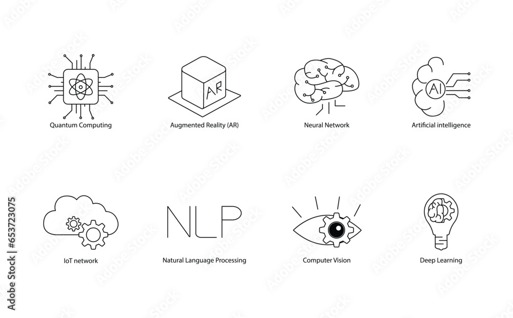 Quantum Tech Vector Icon: Augmented Reality, Neural Network, Artificial ...