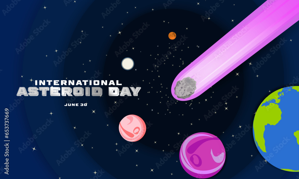 International Asteroid Day Banner. Template with copy space, June 30 ...