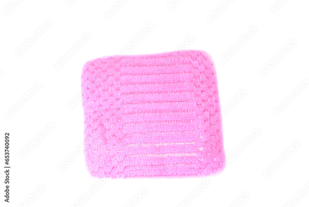 Foto de Pink cotton towel isolated on white background. Concept, soft ... Foto de Pink cotton towel isolated on white background. Concept, soft ...