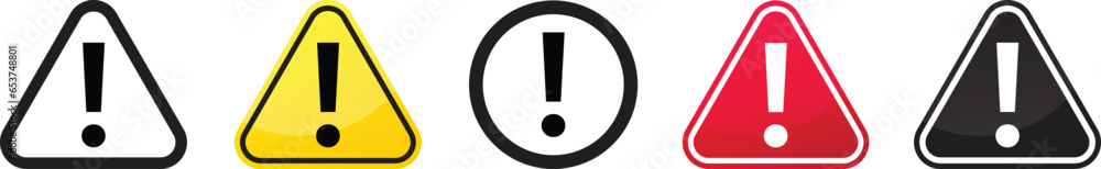 Caution warning signs. Exclamation danger sign. Warnings, attention ...