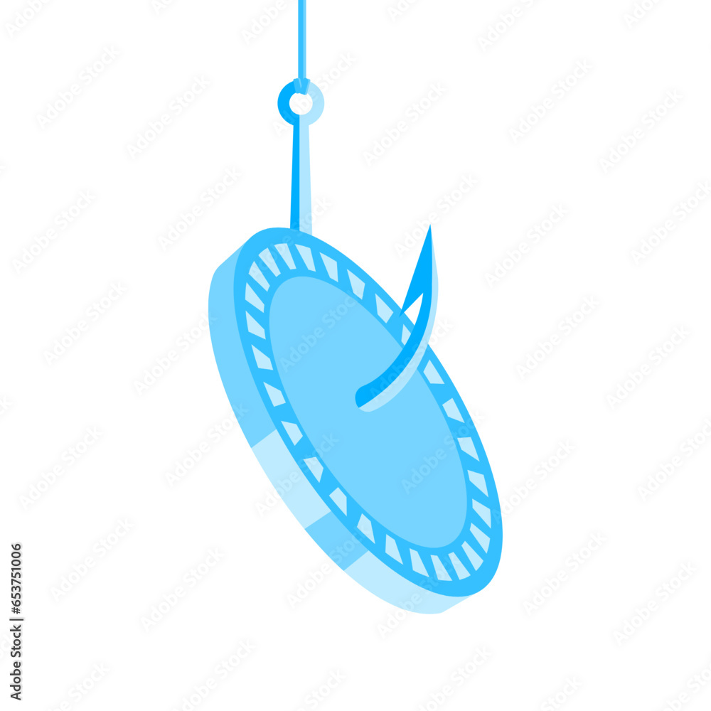coins with hook on white background, investment, payment, financial ...