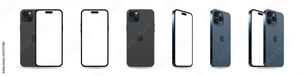 Iphone 15 and 15 pro mockup. Realistic smartphone mockup. Iphone ...