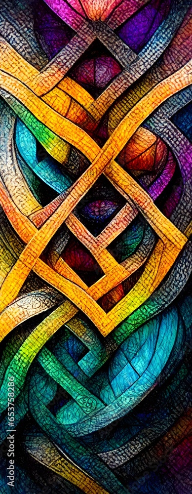 black ink and watercolor on three dimensional wire frame line art full ...