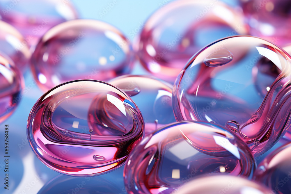 Violet and blue transparent glossy bubbles background. Color bubbles ...