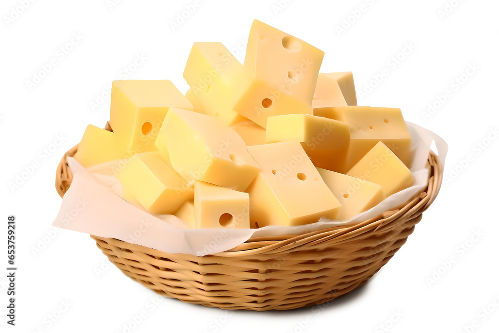 Basket With Cheeses On Transparent Background, PNG clip art, Generated ...