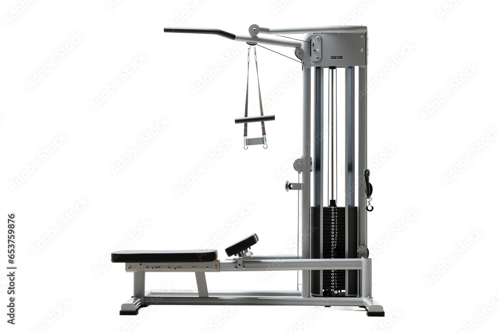 Leg extension pulley system machine isolated on a transparent ...