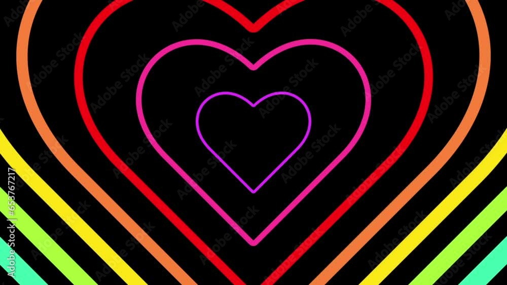 Heart Shape Tunnel Animation Background with different colors ...