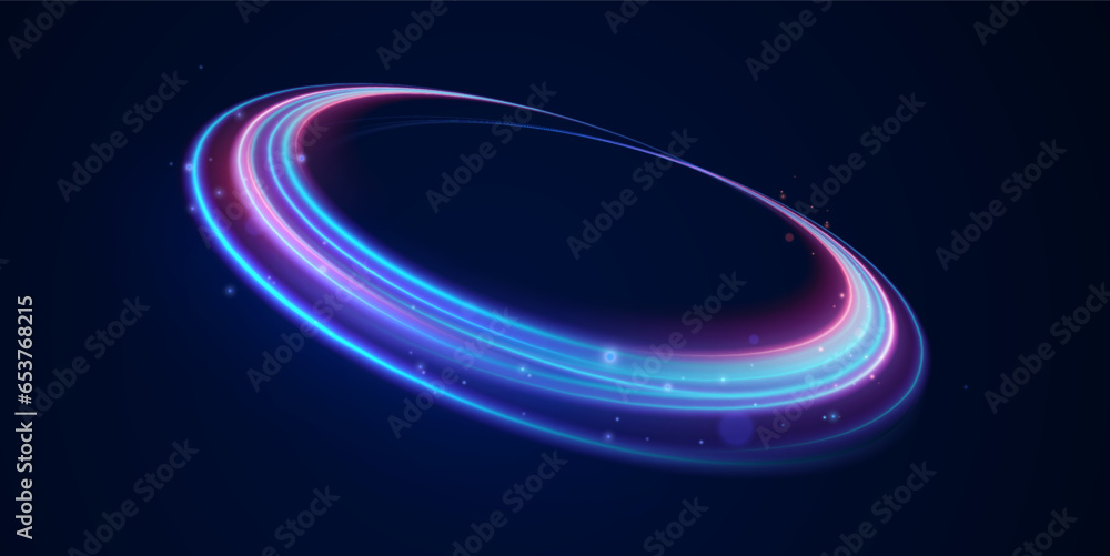 Neon rings set. Vector illustration of neon rings on dark background ...
