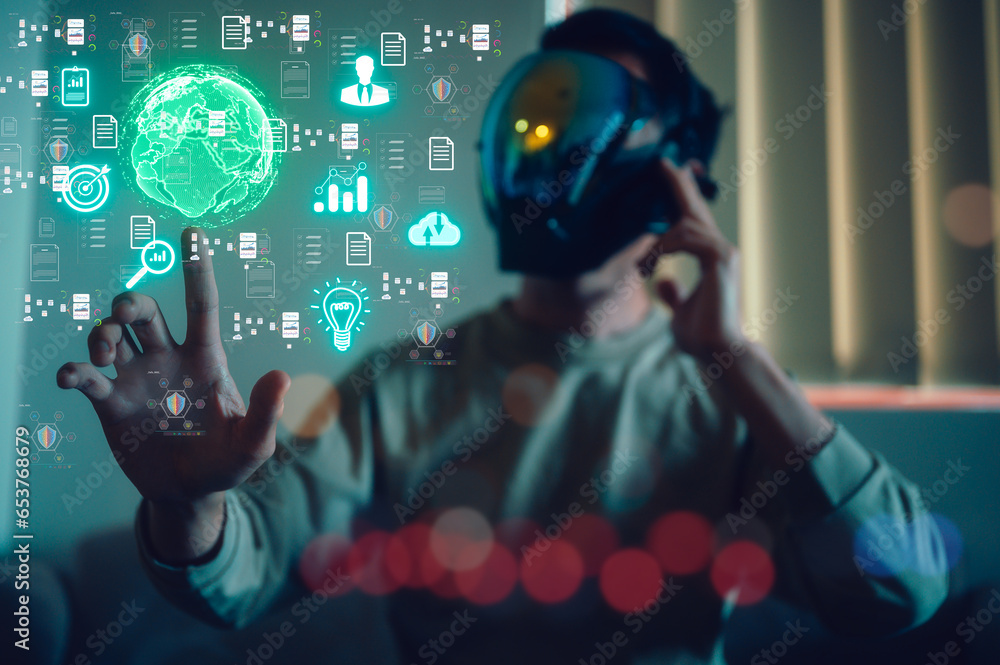 Technology VR glassed and AI technology concept, People use VR glassed ...