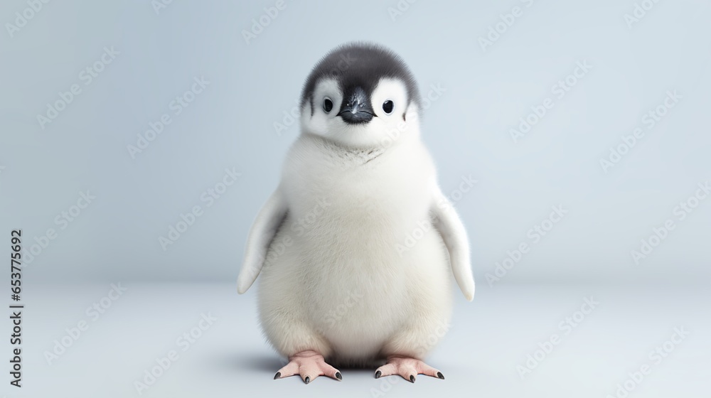 A tiny inquisitive, cute, and humerus penguin stares at the camera ...
