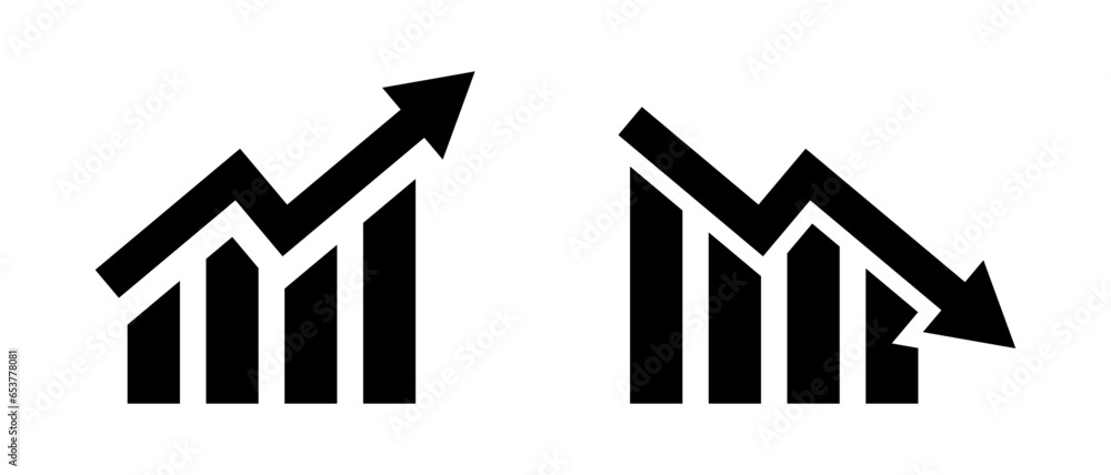 Growing and declining graph Stock Vector | Adobe Stock