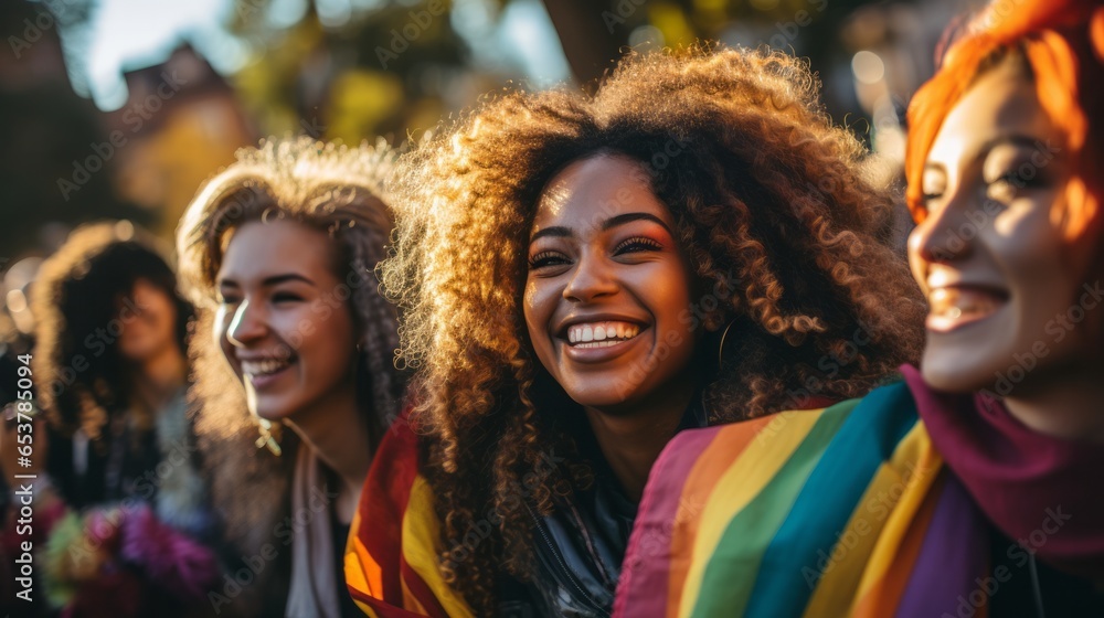 Portraits of very happy members of the LGBTQI+ community standing ...