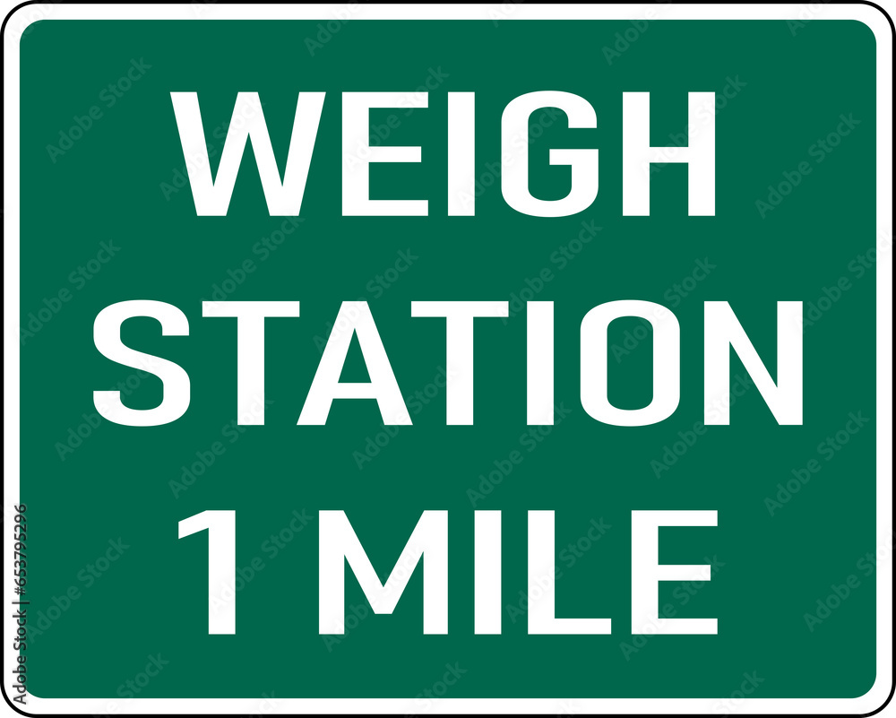 Transparent PNG of a Vector graphic of a green Weigh Station 1 mile ...
