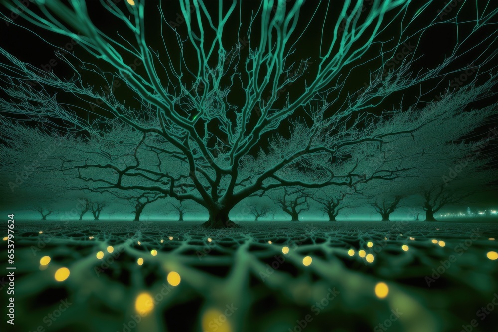 Neuron nerve cells 3D as tree branches. Neural network of human brain ...