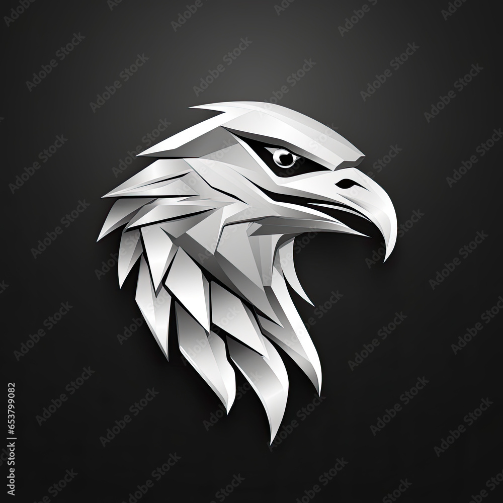 Bird logo design with metal style. bird logo design template. Silver ...