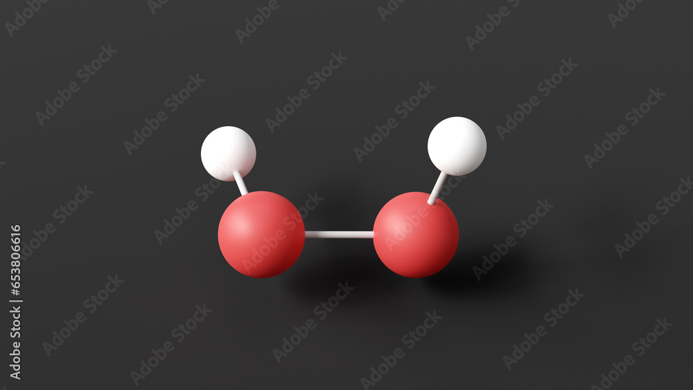 hydrogen peroxide molecule, molecular structure, antiseptic, ball and ...