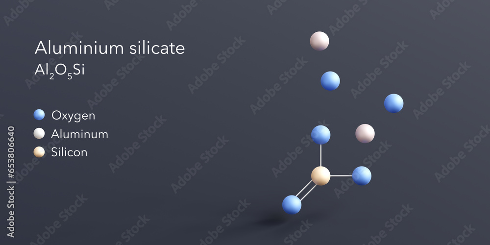 ภาพประกอบสต็อก aluminium silicate molecule 3d rendering, flat molecular ...