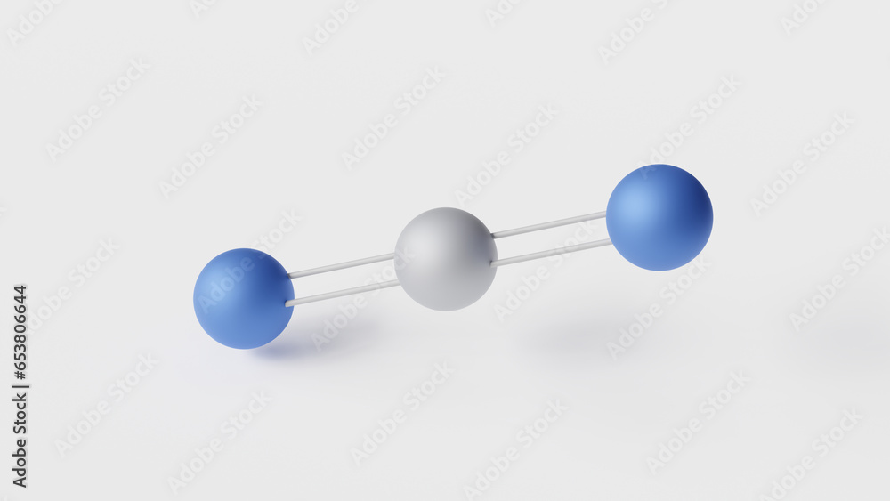 titanium dioxide molecule 3d, molecular structure, ball and stick model ...