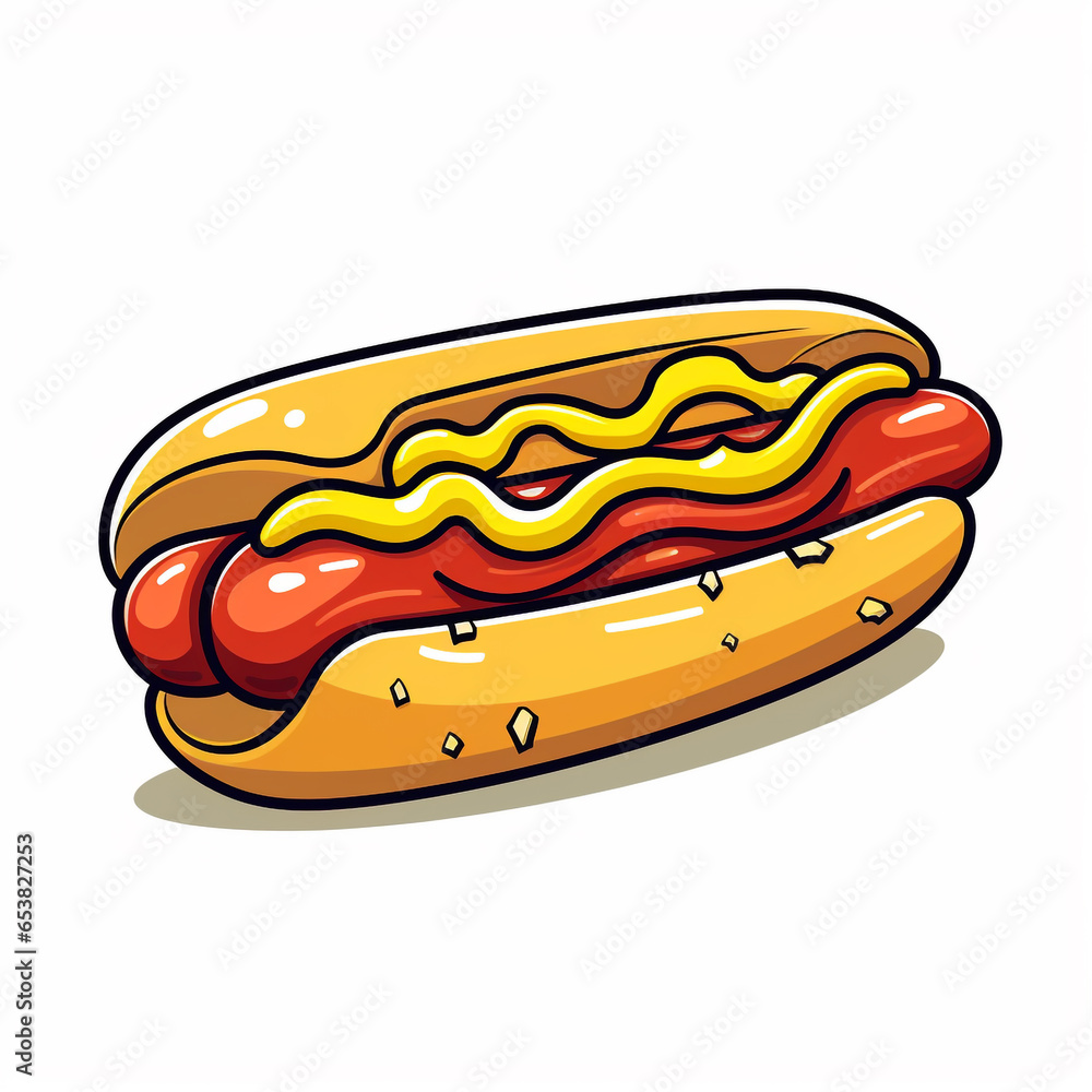 Cartoon-style illustration of hot dog isolated on plain background ...