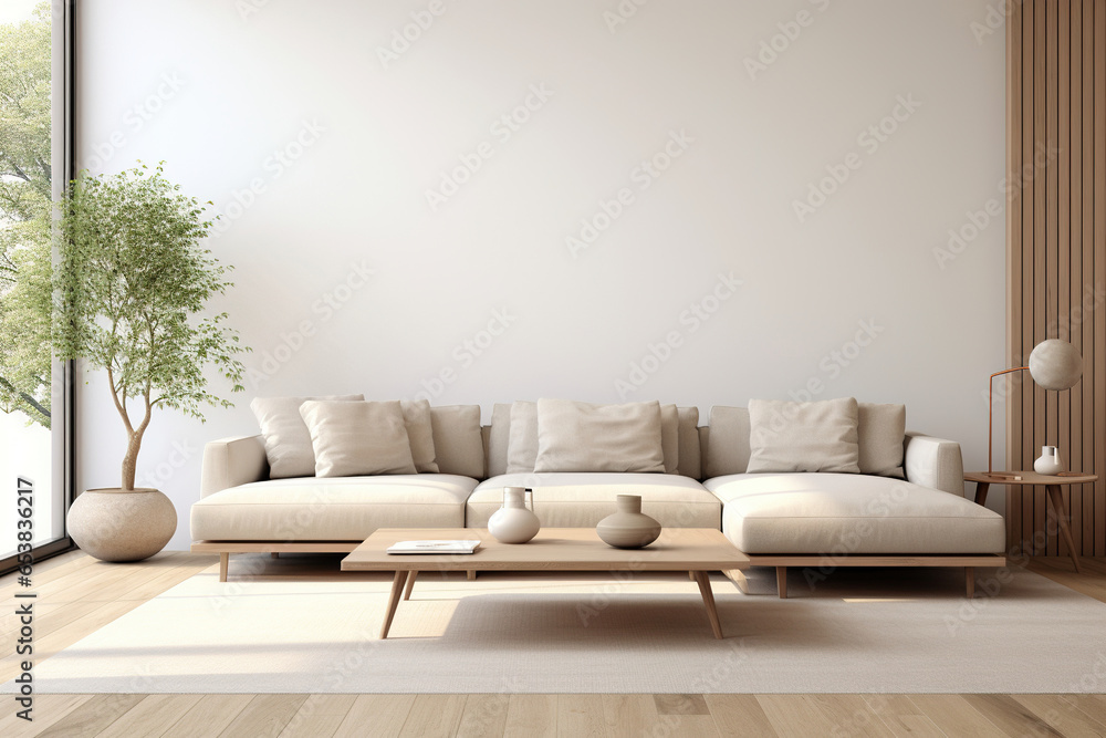 Poster Modern minimalist living room, featuring a sleek and neutral ...