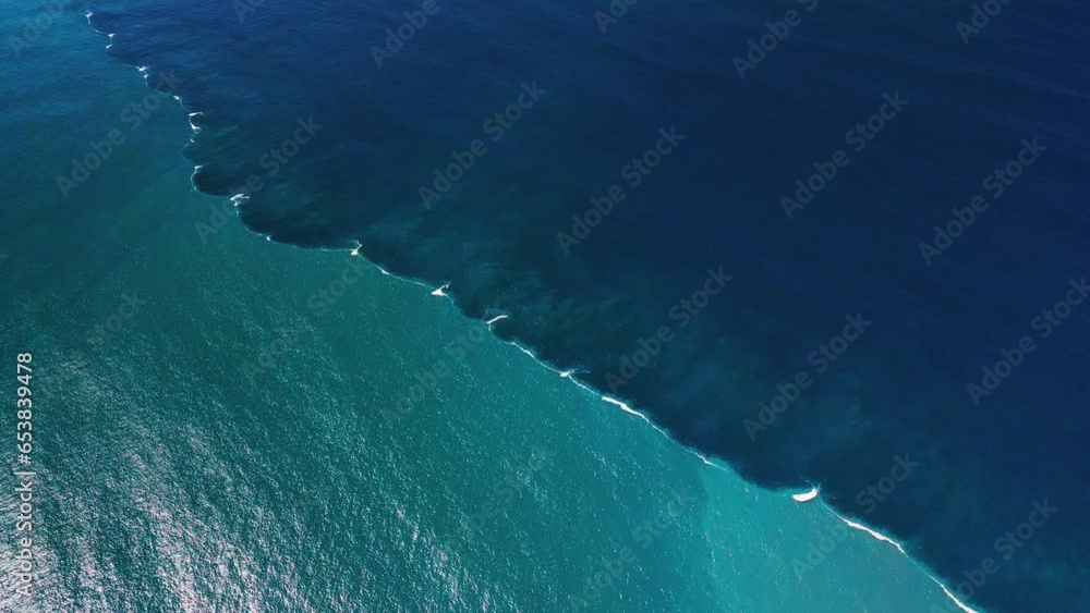Boundary zone in the Atlantic Ocean. Aerial view of the dividing line ...